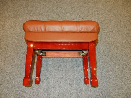 Adjustable Leather Concert Piano Stool in Polished Mahogany With Button ...