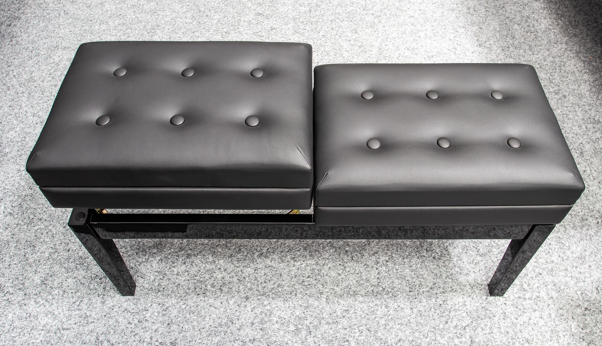 Adjustable Leather Duet Piano Stool With Storage - Polished Black ...