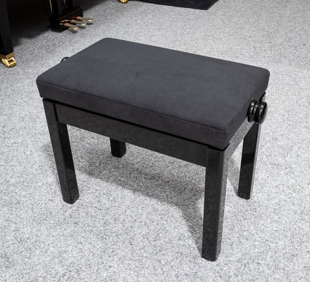Solo Stool with Velour Top - Polished Black - Richard Lawson Pianos